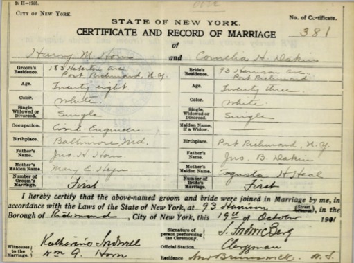 Harry M. Horn and Cornelia H. Dakin – GenealogySisters